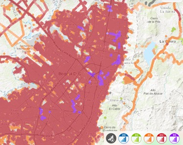 Mapas de cobertura de redes 5G en Colombia en las principales ciudades